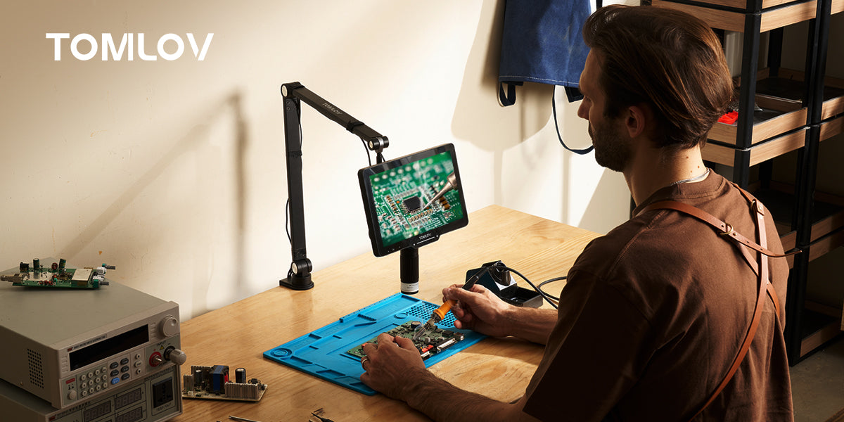 Free Up Your Workspace: TOMLOV DM402 ARM Digital Microscope