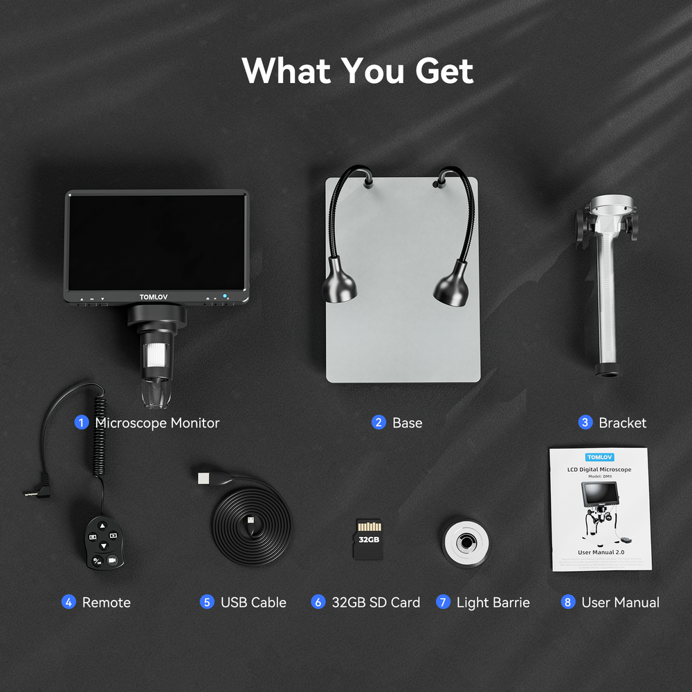 TOMLOV DM9 7" LCD Digital Microscope 1200X