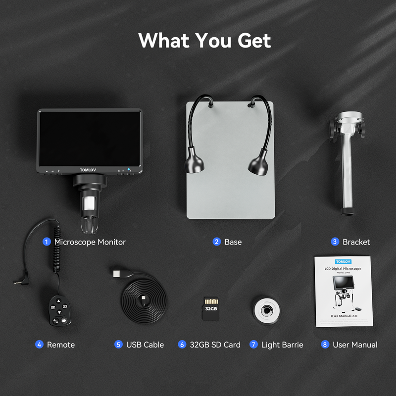 TOMLOV DM9 7" LCD Digital Microscope 1200X