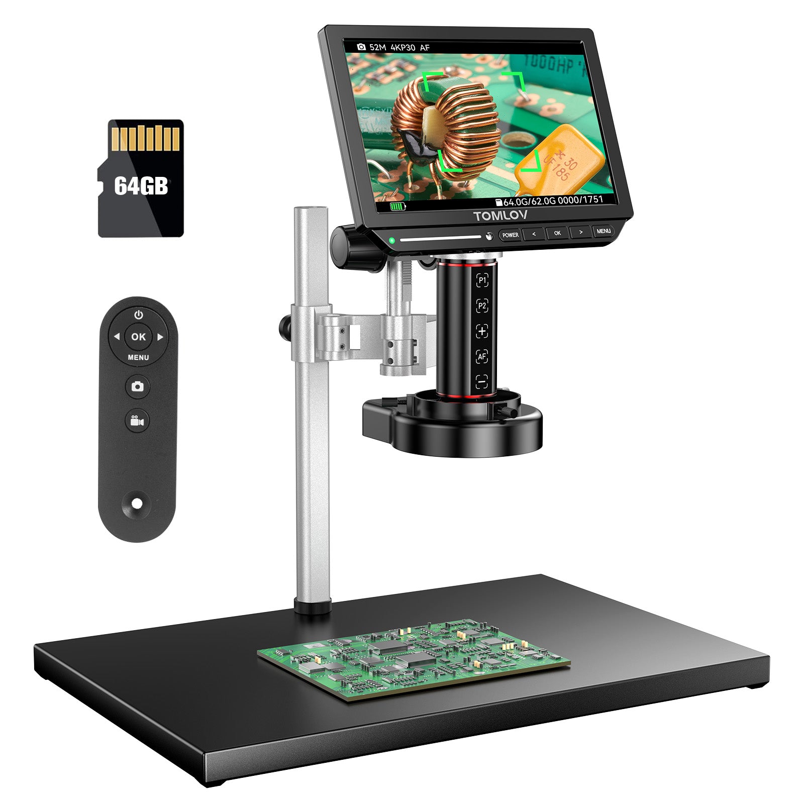 TOMLOV TM4K-AF Max 4K 10.1" Spin Arm HDMI Digital Microscope Autofocus