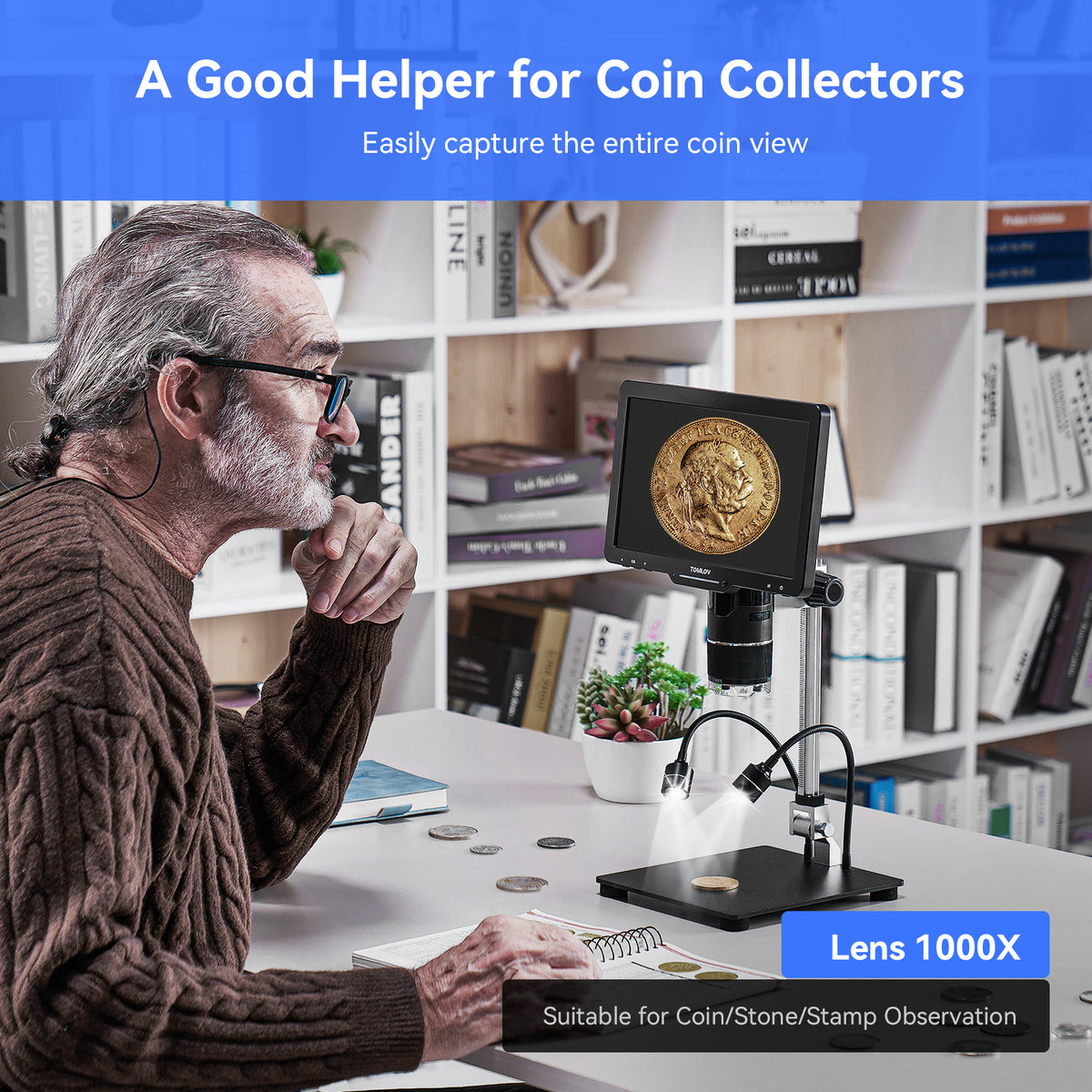 TOMLOV TriL110 10.1" 2K HDMI Digital Microscope with 3 Lenses