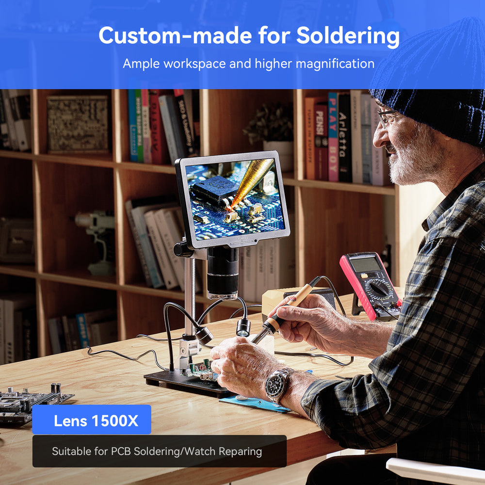 TOMLOV TriL110 10.1" 2K HDMI Digital Microscope with 3 Lenses