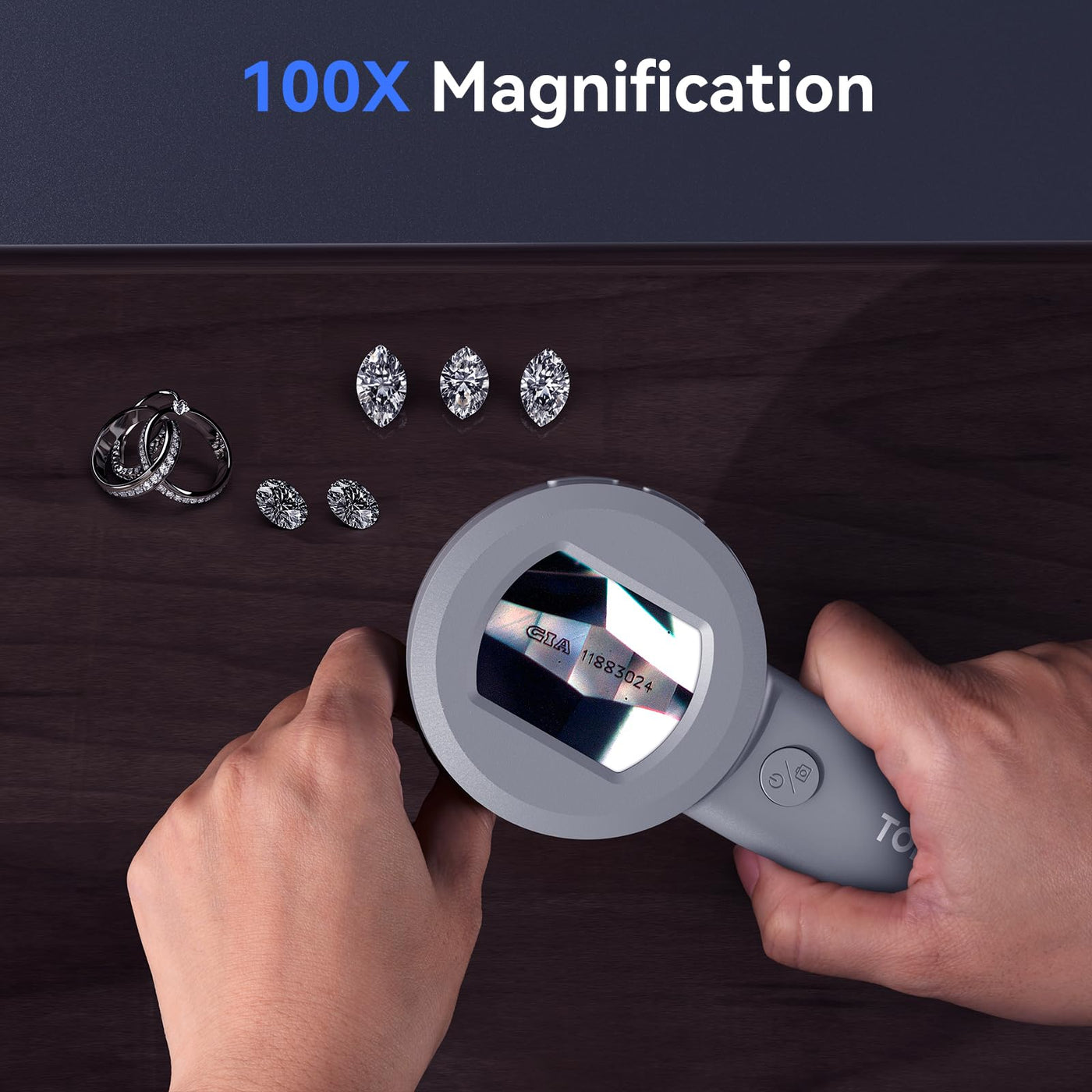 TOMLOV P10 2" LCD Digital Microscope 100X Pocket Magnifying Glass with