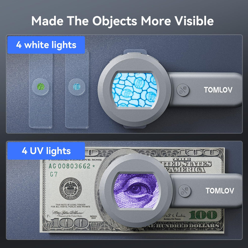 TOMLOV P10 2" LCD Digital Microscope 100X Pocket Magnifying Glass with