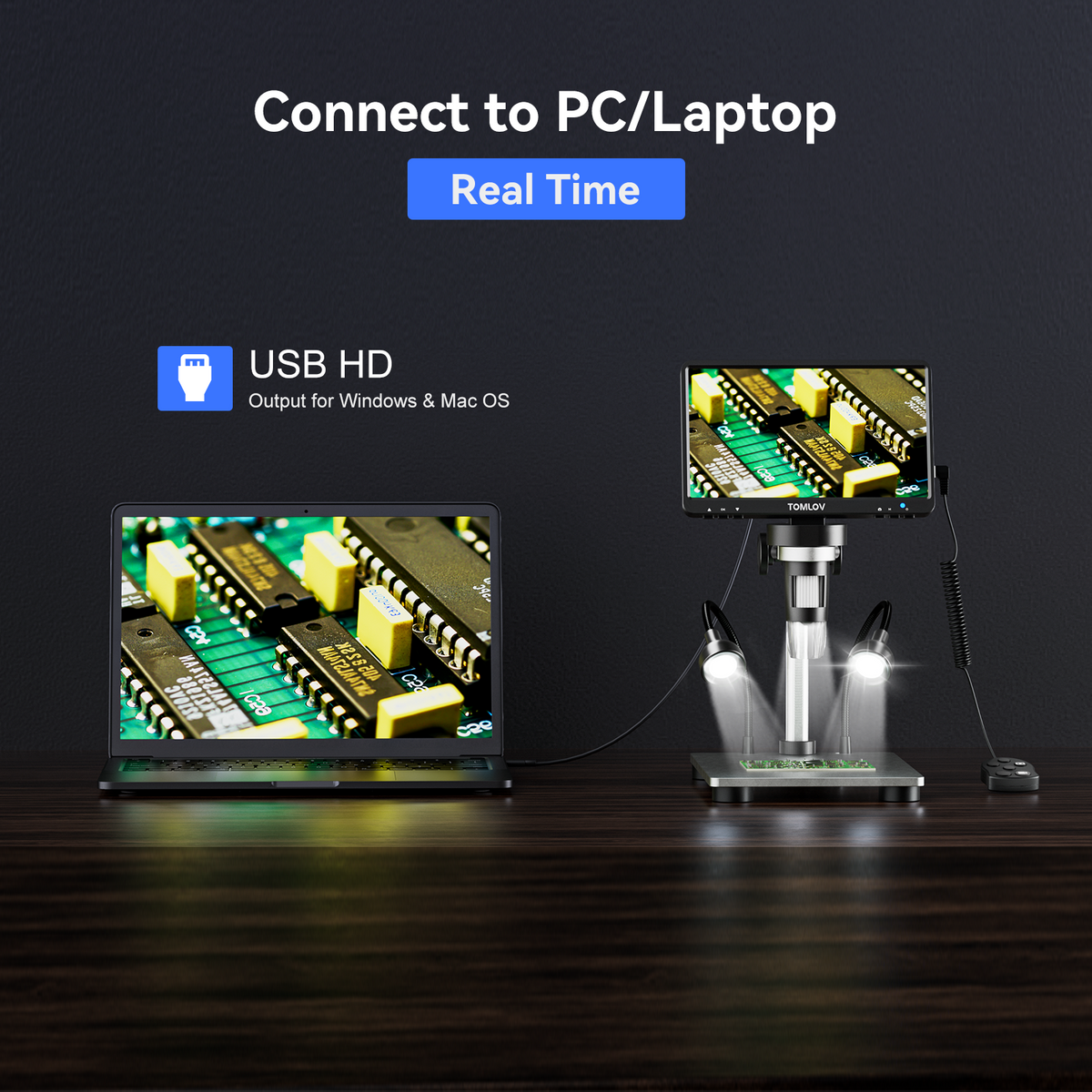TOMLOV DM9 7" LCD Digital Microscope 1200X