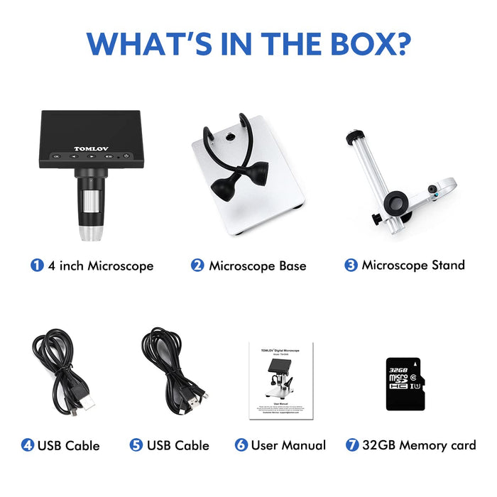 TOMLOV DM4S Microscope 1000X LCD Digital Microscope